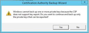 Backup of Certificate Authority fails with “Keyset does not exist 0x80090016 (-2146893802 NTE ...